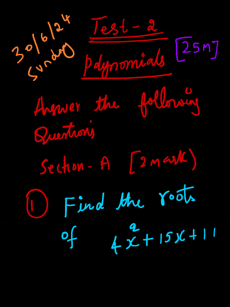 Polynomials Test 2024-06-30 | PDF