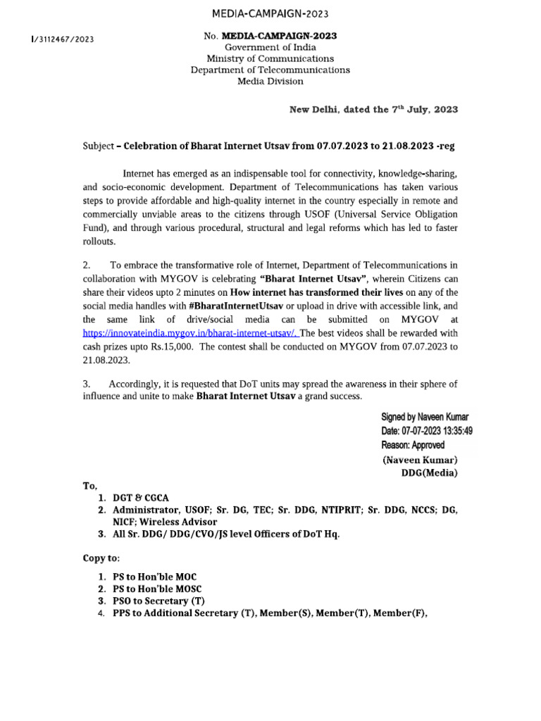 Dot Letter-Bharat Internet Utsav | PDF