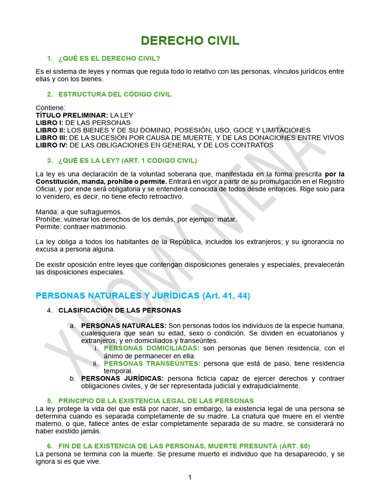 Introducción al Derecho Civil en Ecuador | PDF | Intestacy | Propiedad
