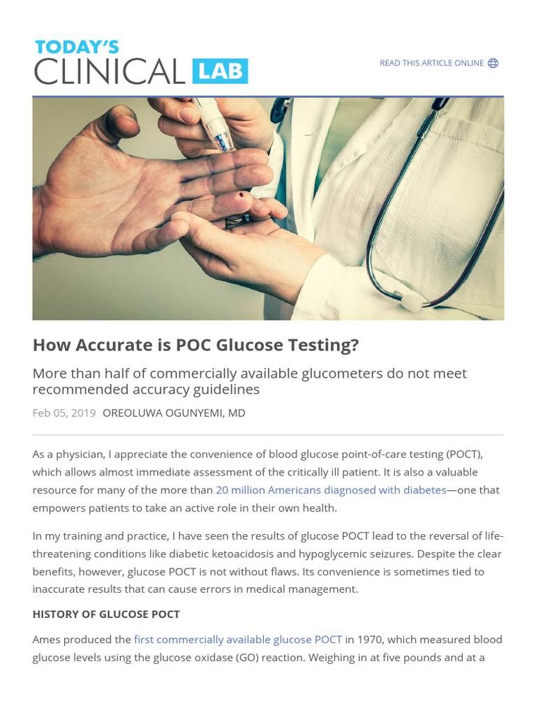 How Accurate Is POC Glucose Testing | PDF | Disorders Of Endocrine ...