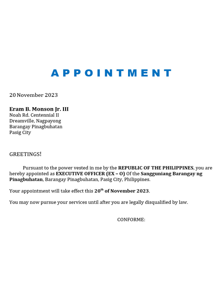 Appointment | PDF