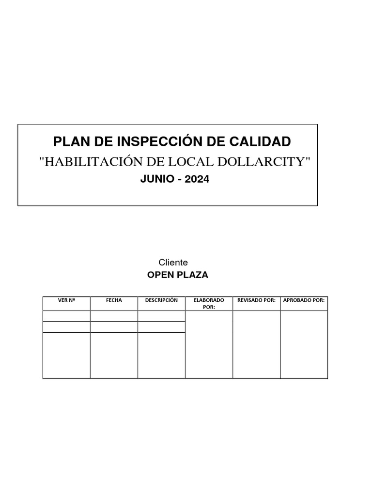 PLAN DE INSPECCION DE CALIDAD | PDF