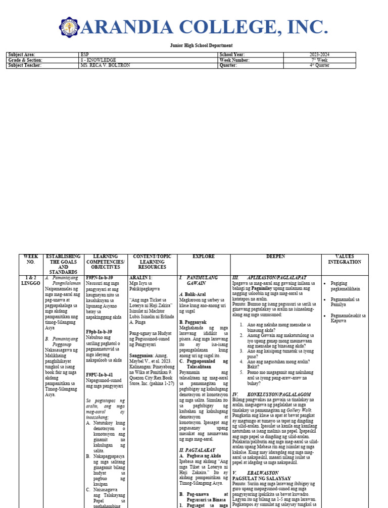 LP-ESP 8 4th Quarter | PDF