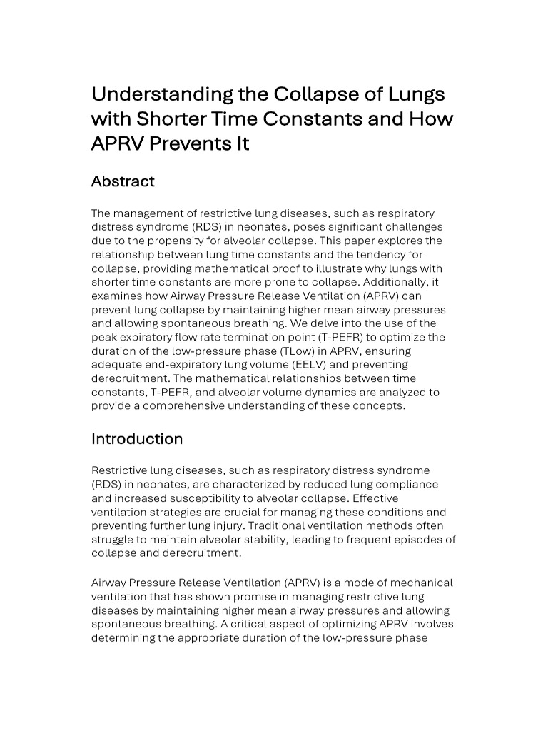Lung Collapse Prevention with APRV | PDF | Lung | Exhalation