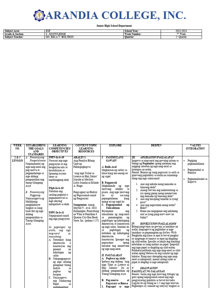 LP-ESP 8 1st Quarter | PDF