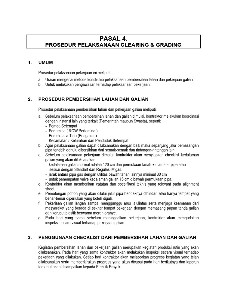 Pasal 4 Prosedur Clearing & Grading | PDF