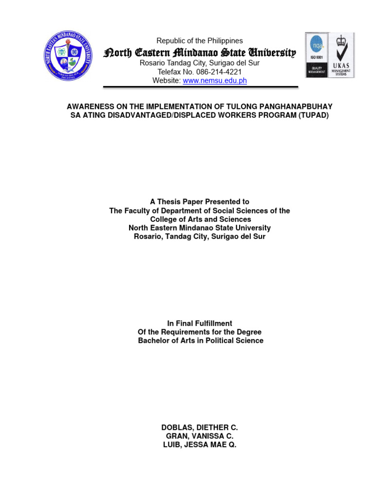 TUPAD Program Awareness Study | PDF | Science