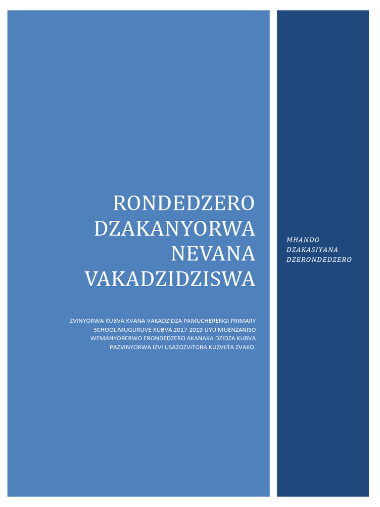 Rondedzero Dzakanyorwa Nevana Vakadzidziswa | PDF
