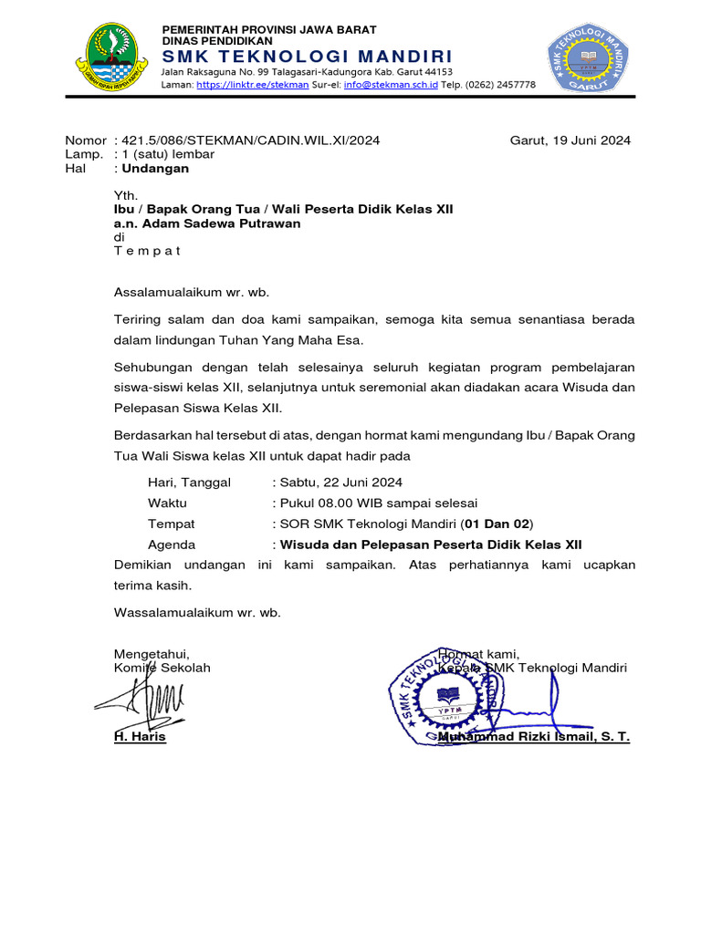 Undangan Pelepasan Kelas 12 Tahun 2023-2024 | PDF | Perjalanan Undangan Pelepasan Kelas 12 Tahun 2023-2024 | PDF | Perjalanan