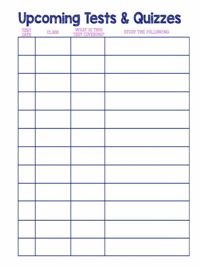Test Planner Pink | PDF