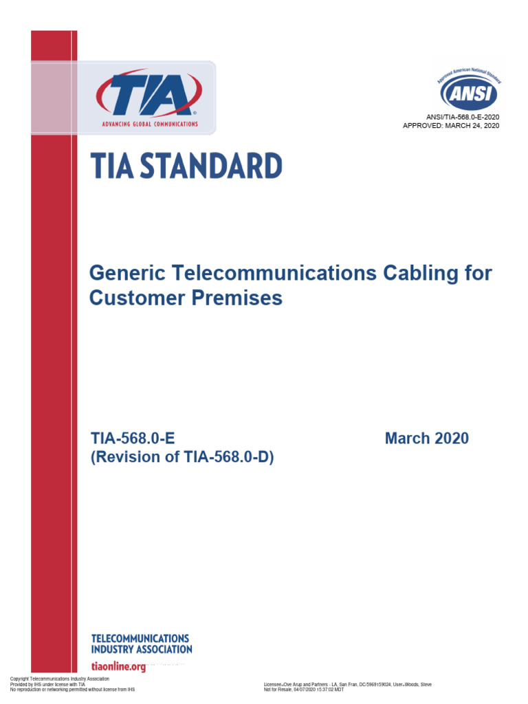TIA-568.0-E Generic Telecommunications Cabling For Customer Premises 1 ...