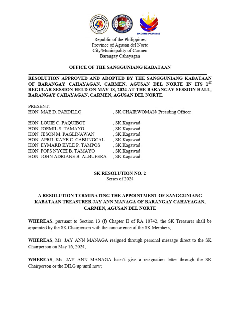 RESO 2-24 Termination | PDF | Government