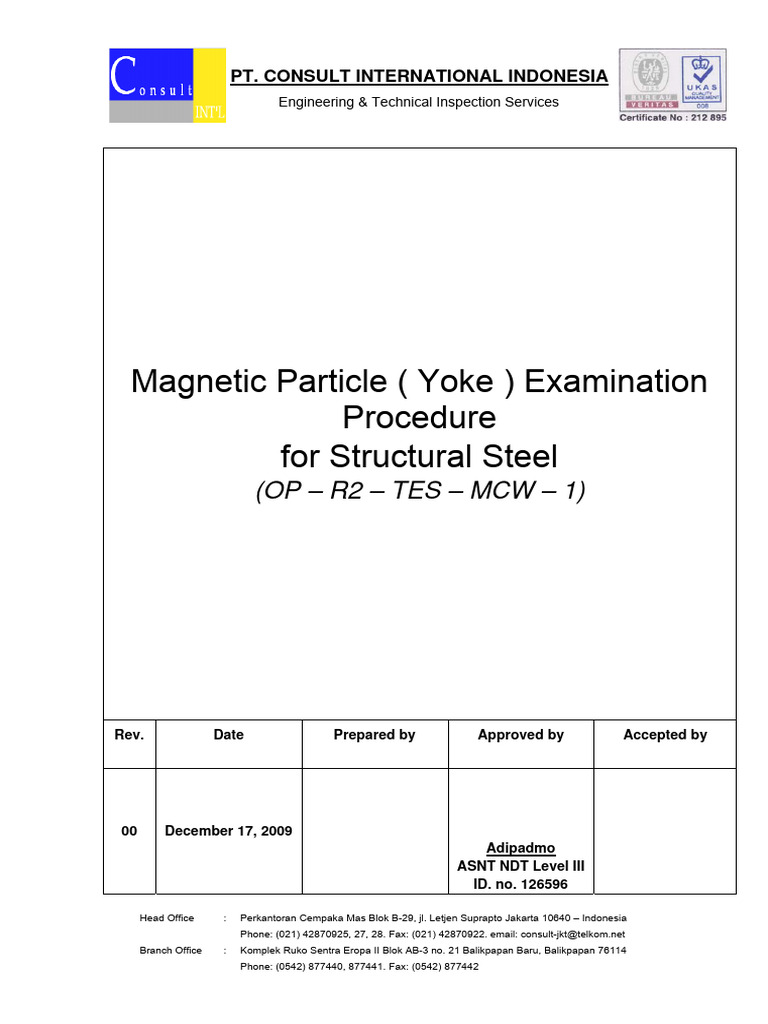 Magnetic Particle Test-AWS, Rev 00 | PDF