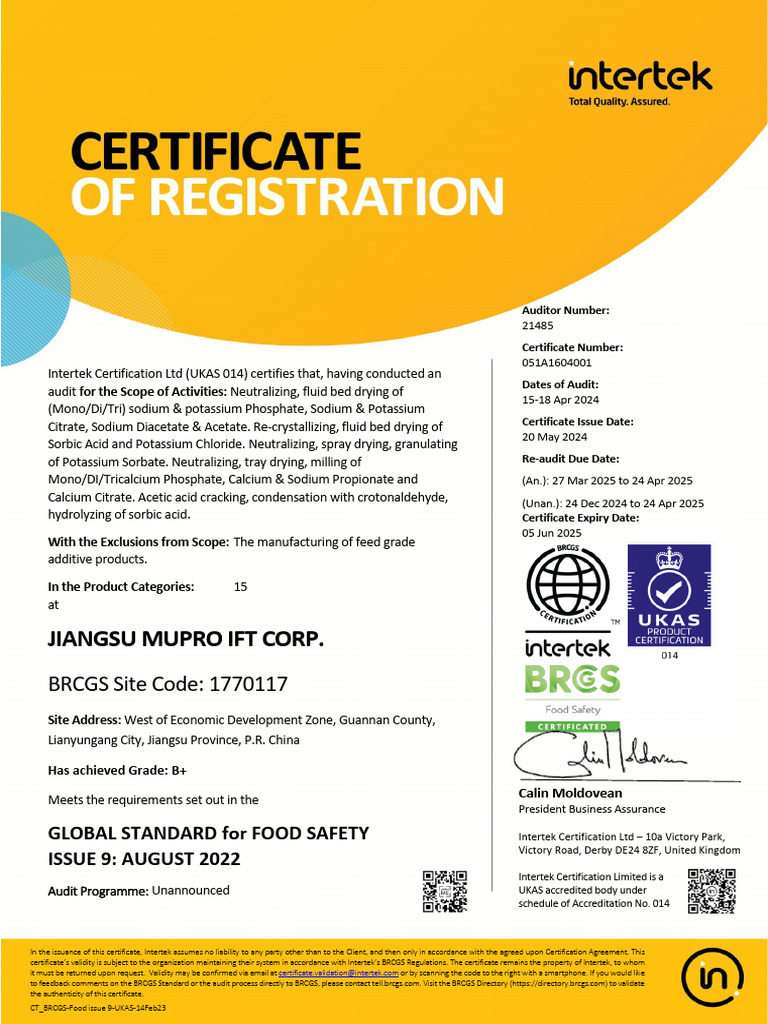 BRC Certificate 2024 | PDF | Chemical Substances | Chemical Compounds