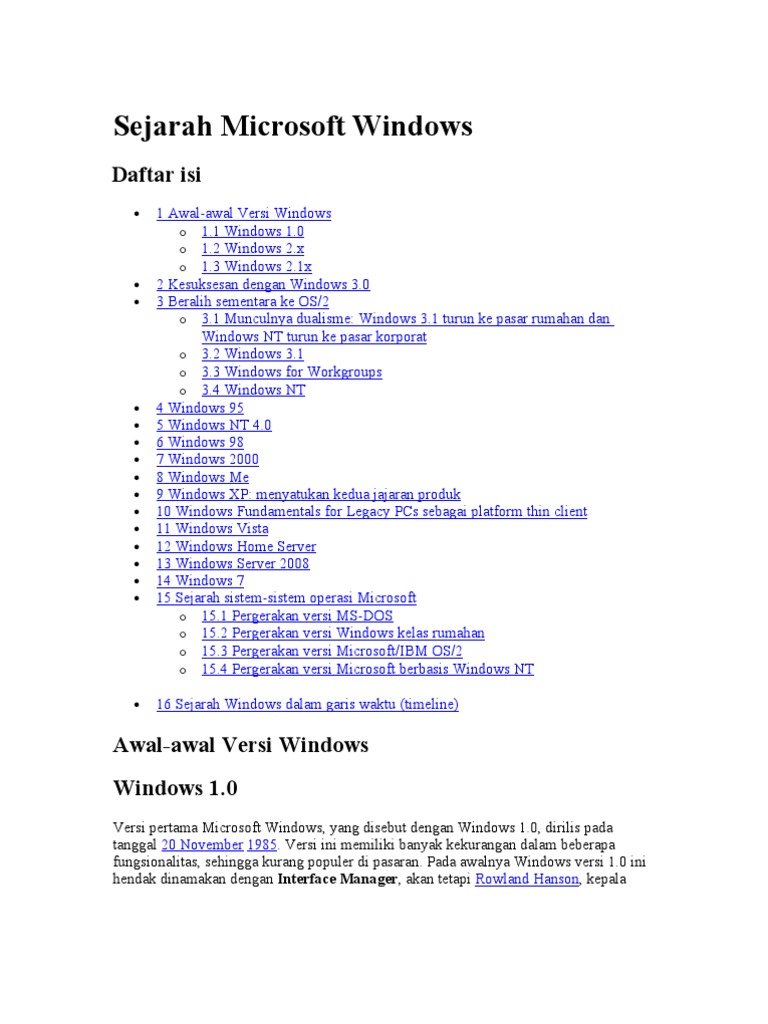 Sejarah Microsoft Windows | PDF