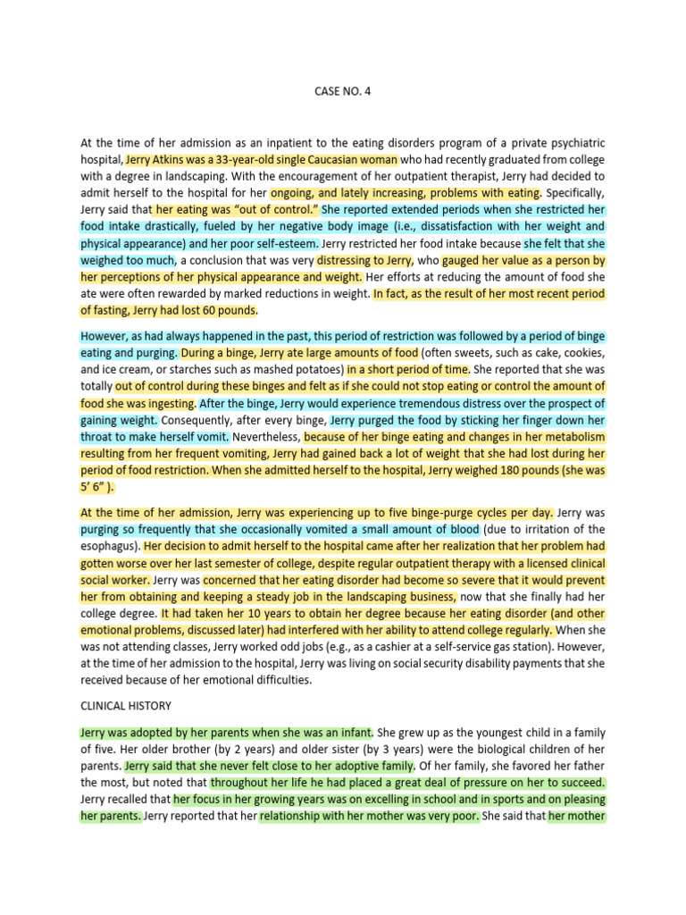 Case No. 4 | PDF | Eating Disorder | Adolescence