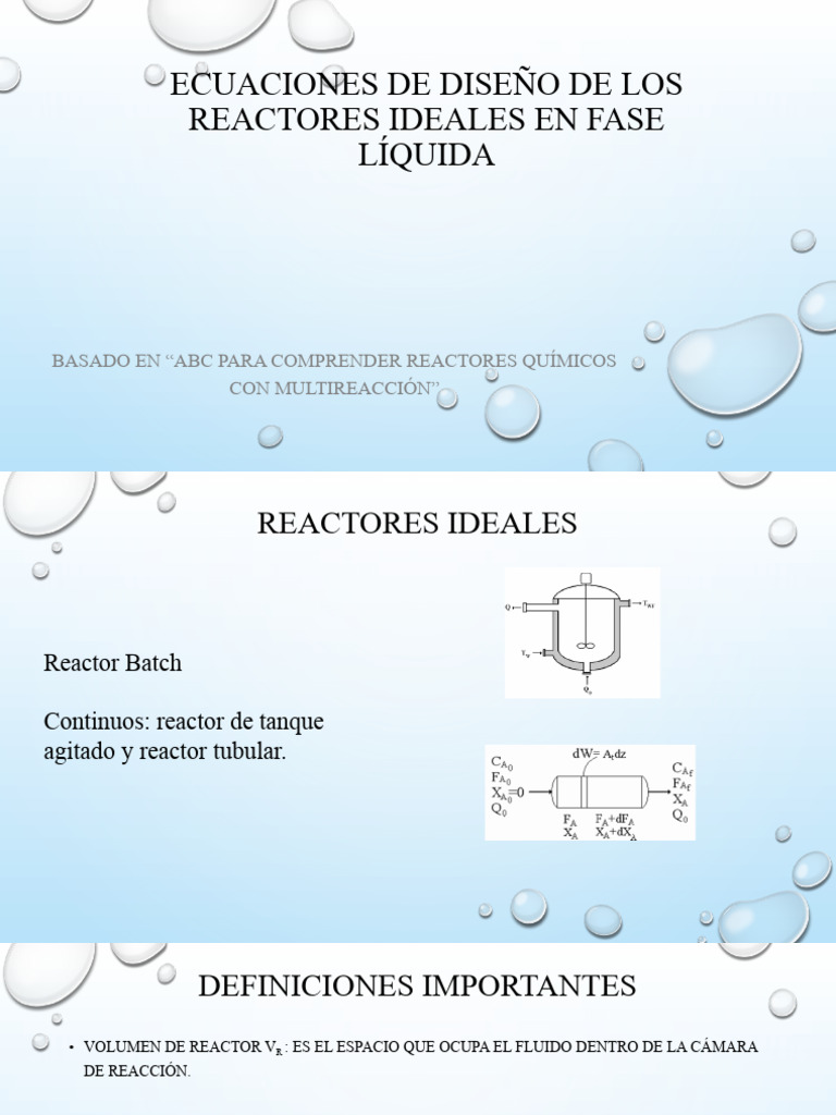 Tema2 Ecuaciones de Diseño de Los Reactores Ideales | PDF | Reactor Quimico | Ingeniería de Procesos