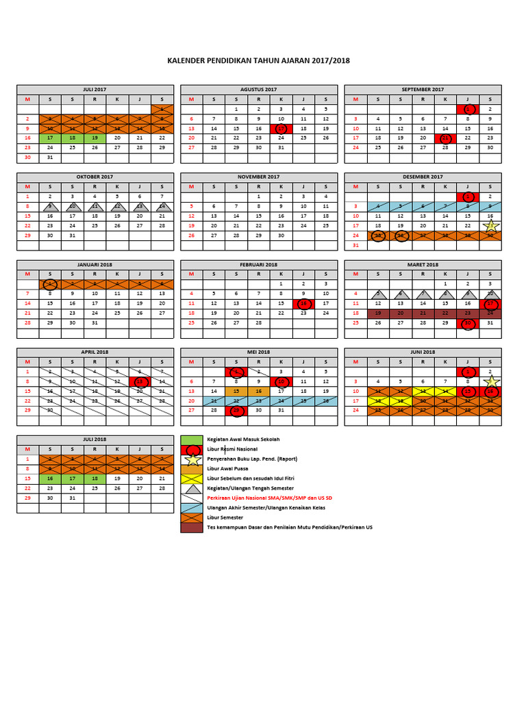 Kalender Pendidikan 2017-2018 | PDF