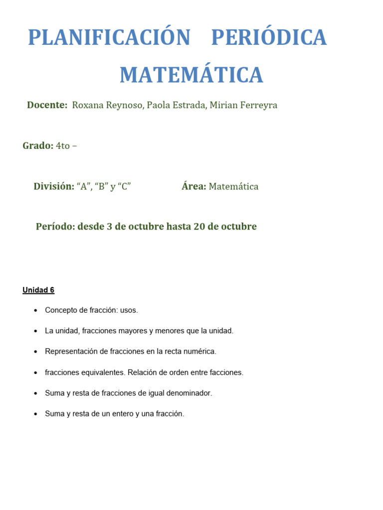 Lectura y Escritura de Fracciones Para Cuarto Grado de Primaria | PDF ...