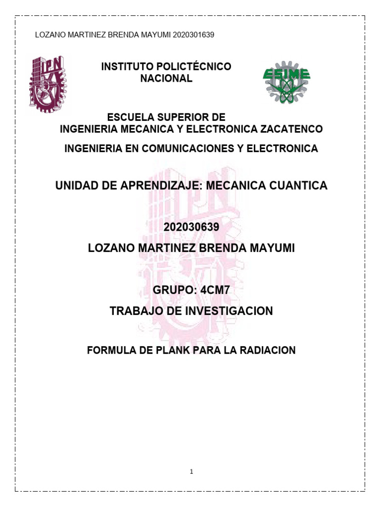 Formula de Plank para La Radiacion | PDF | Radiación electromagnética ...
