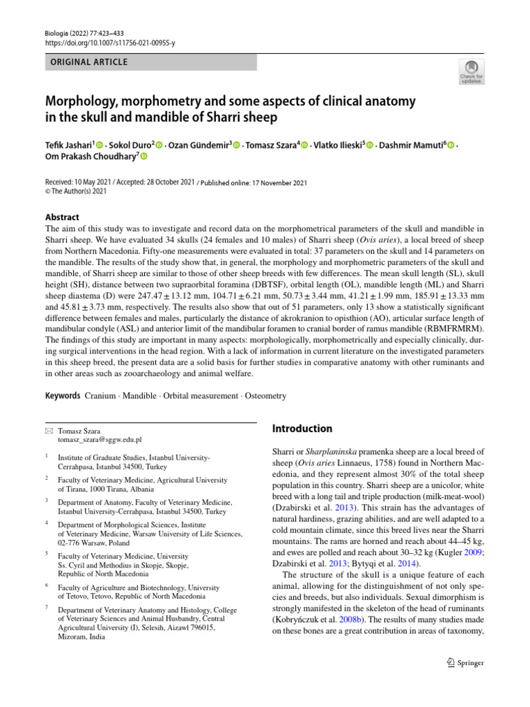 Morphology, Morphometry and Some Aspects of Clinical Anatomy in The ...