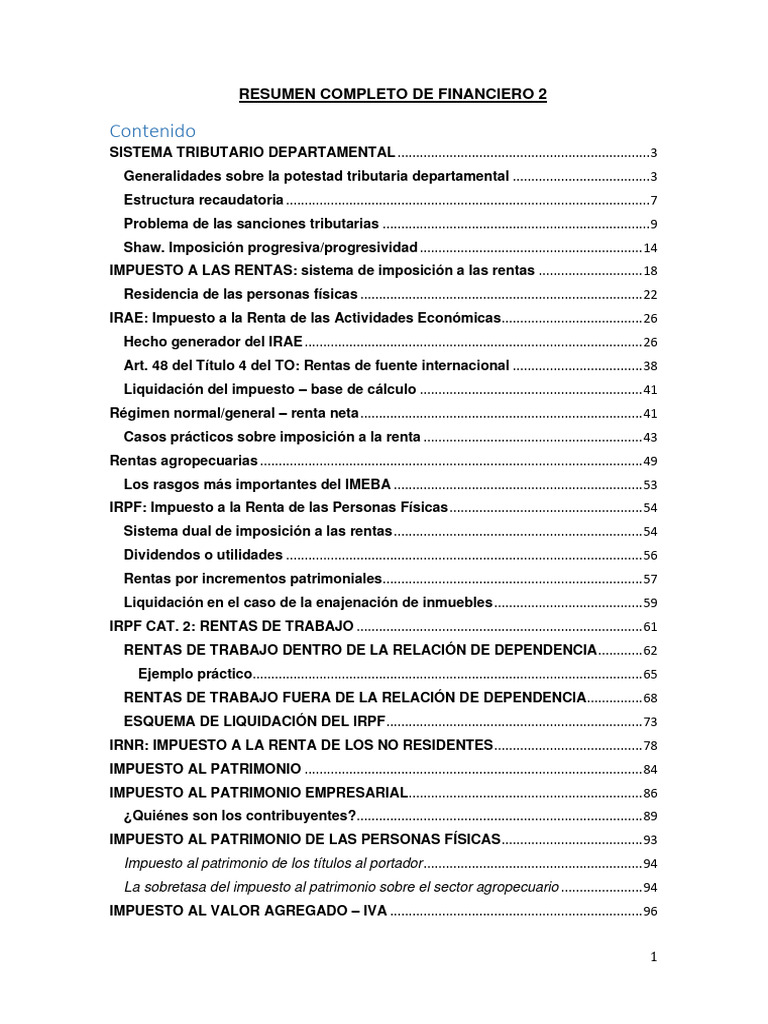 Resumen Completo de FINANCIERO II | PDF | Impuestos | Caso de ley