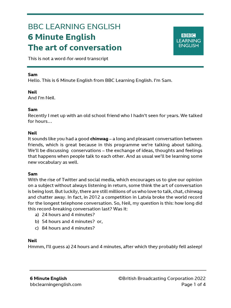 6min English Art of Conversation | PDF | Career & Growth | Social Science
