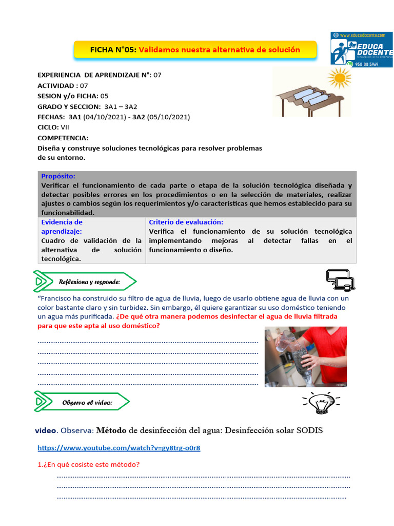 7.5.ficha 5 CICLO VII Sem3 Exp7 CT | PDF | Agua