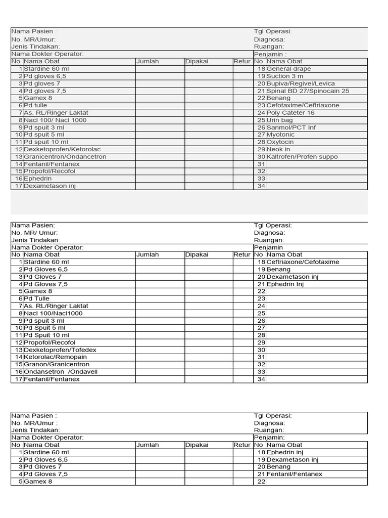 Daftar Obat dan Tindakan Operasi Medis | PDF | Kesehatan Holistik ...