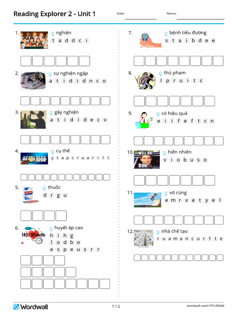 reading-explorer-2-unit-1-anagram | PDF