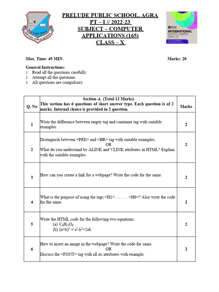 10 PT 1 2022-23 | PDF | Html | Web Page