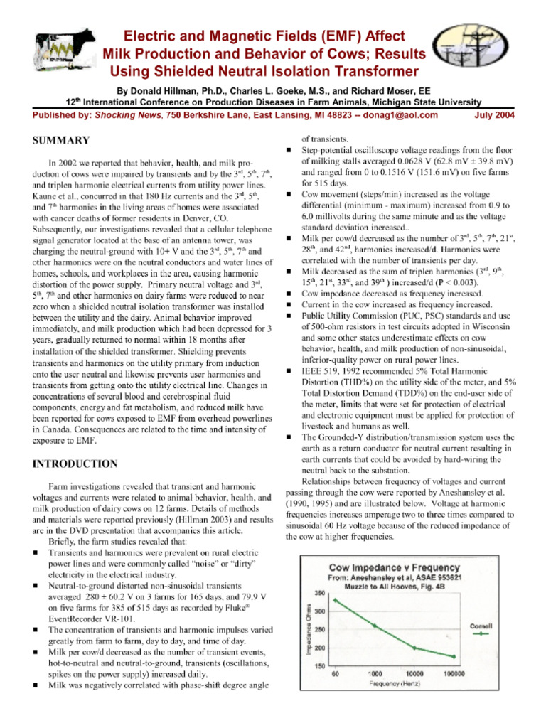 Electric and Magnetic Fields (EMF) Affect Milk Production | PDF