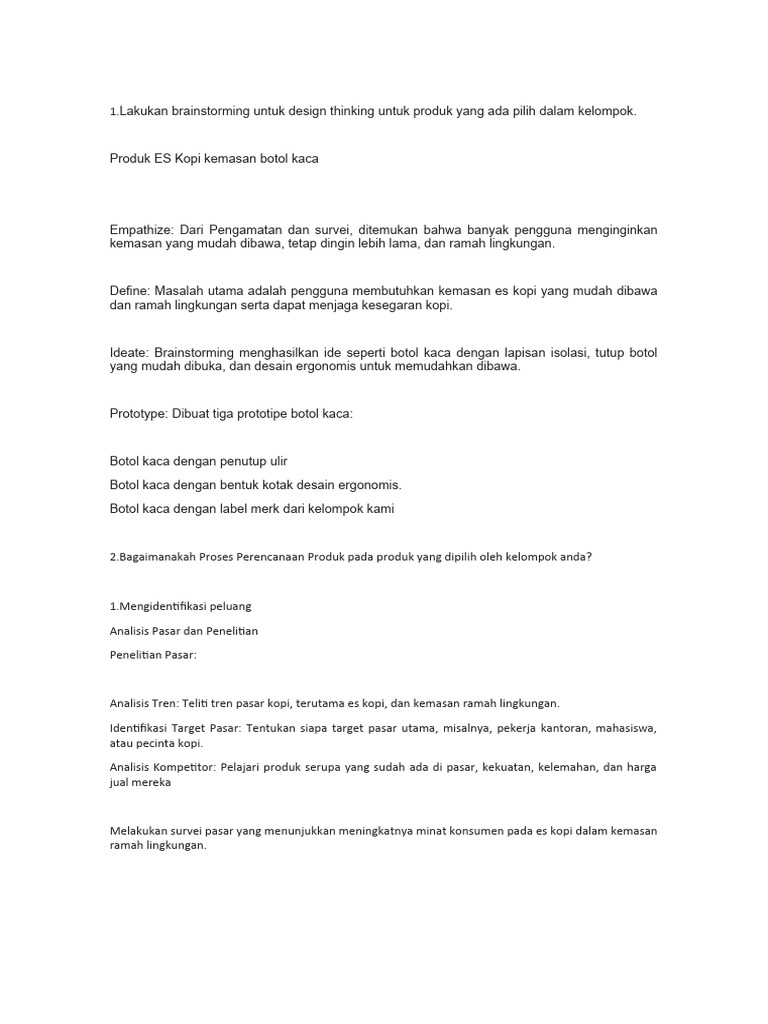 Produk Es Kopi Kemasan Botol Kaca | PDF | Bisnis