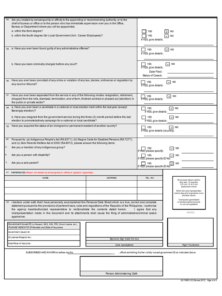 Person Not Related by Consanguinity or Affinity To Applicant /appointee ...