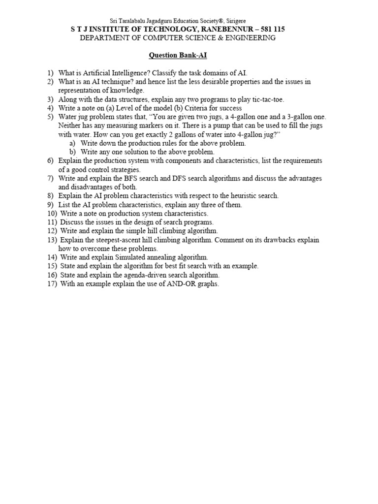 AIML Question Bank-AI-17Jan2022 | PDF | Computers AIML Question Bank-AI-17Jan2022 | PDF | Computers