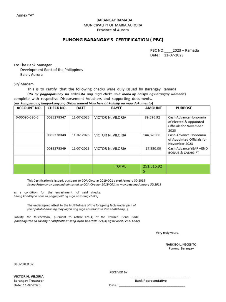 Barangay Pbc.... | PDF | Money | Payments