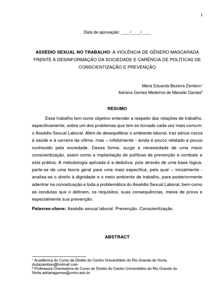 2020-Maria Eduarda Bezerra-Assédio Sexual No Trabalho - A Violência de ...