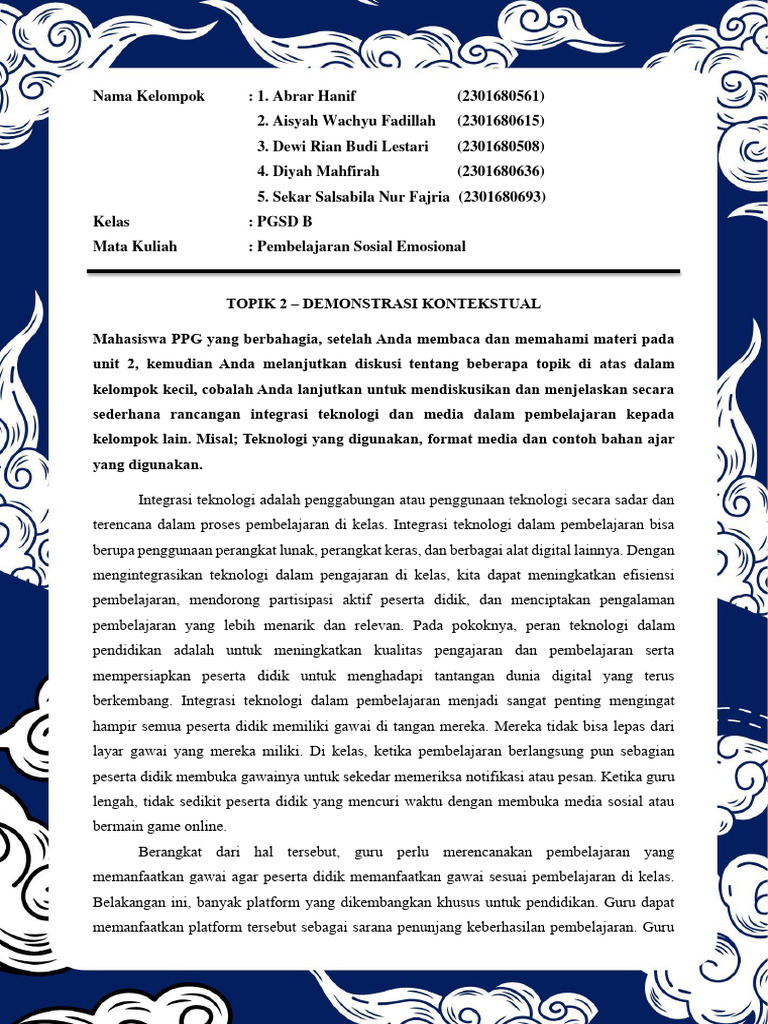Kelompok 5 - Topik 2 Demonstrasi Kontekstual Teknologi Baru Dalam Pengajaran Dan Pembelajaran ...