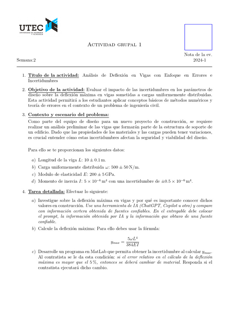 TG1 - Sec2 3 4 8 | PDF | Viga (Estructura) | Incertidumbre