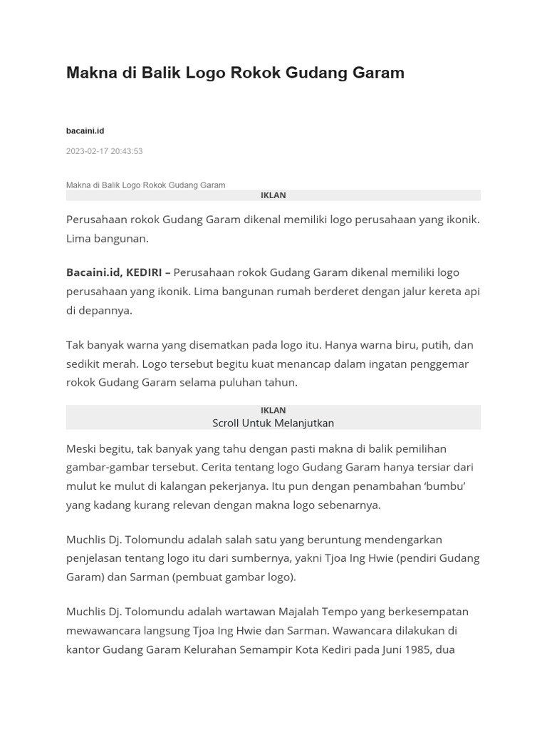 Makna Di Balik Logo Rokok Gudang Garam | PDF