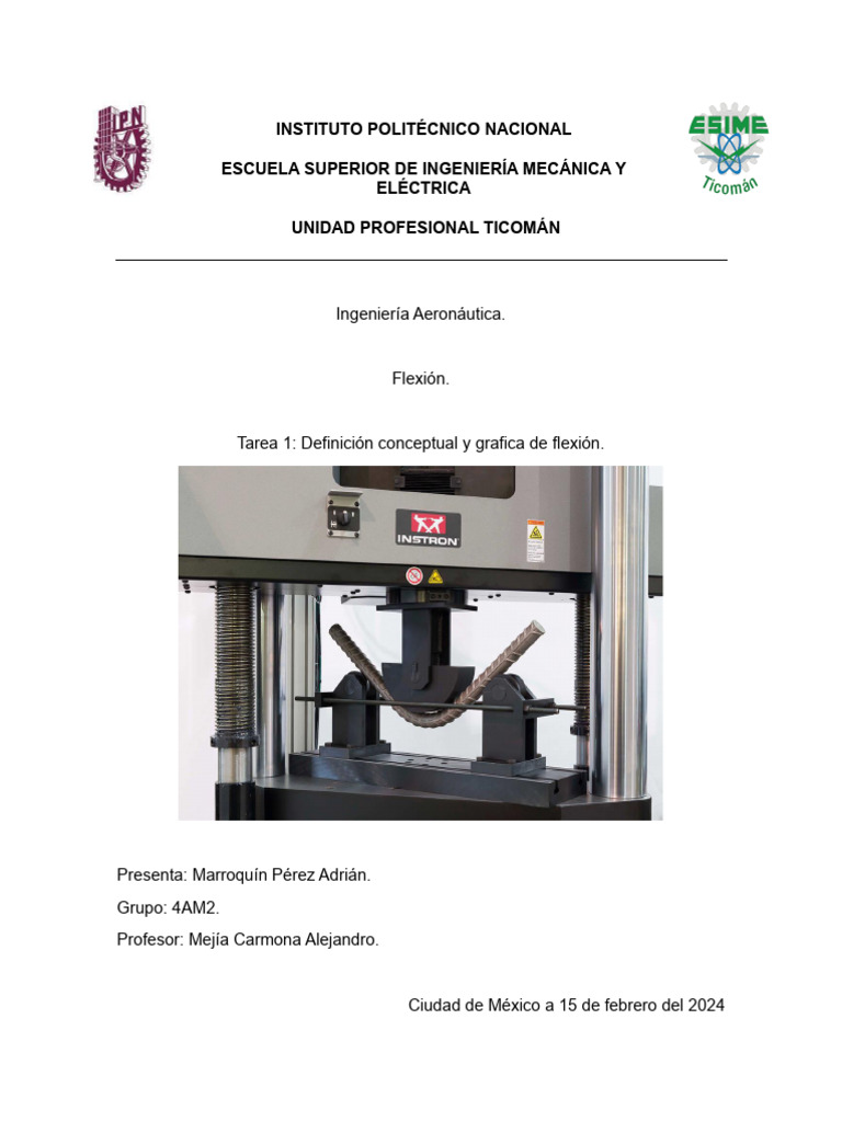 Tarea 1. Definición Conceptual y Gráfica de Flexión | PDF | Viga (Estructura) | Doblar