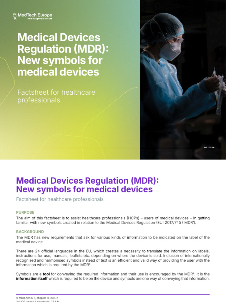 MDR - Symbols For Medical Devices - Factsheet MedTechEurope | PDF ...