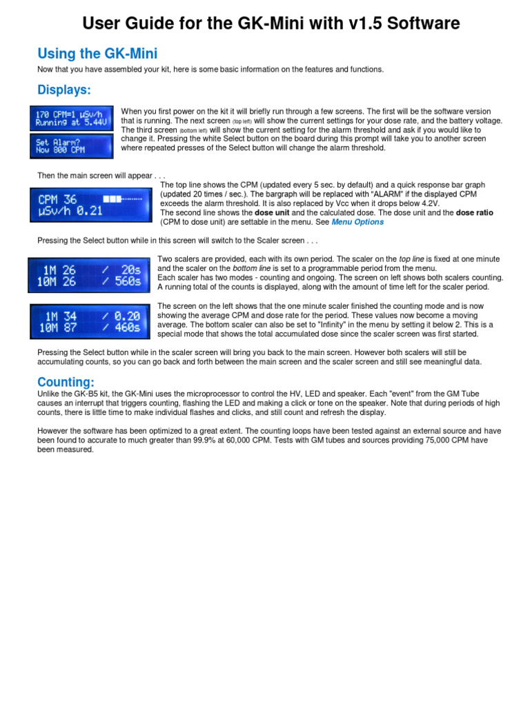 GK Mini User Guide v1.5 | PDF | Absorbed Dose | Menu (Computing)