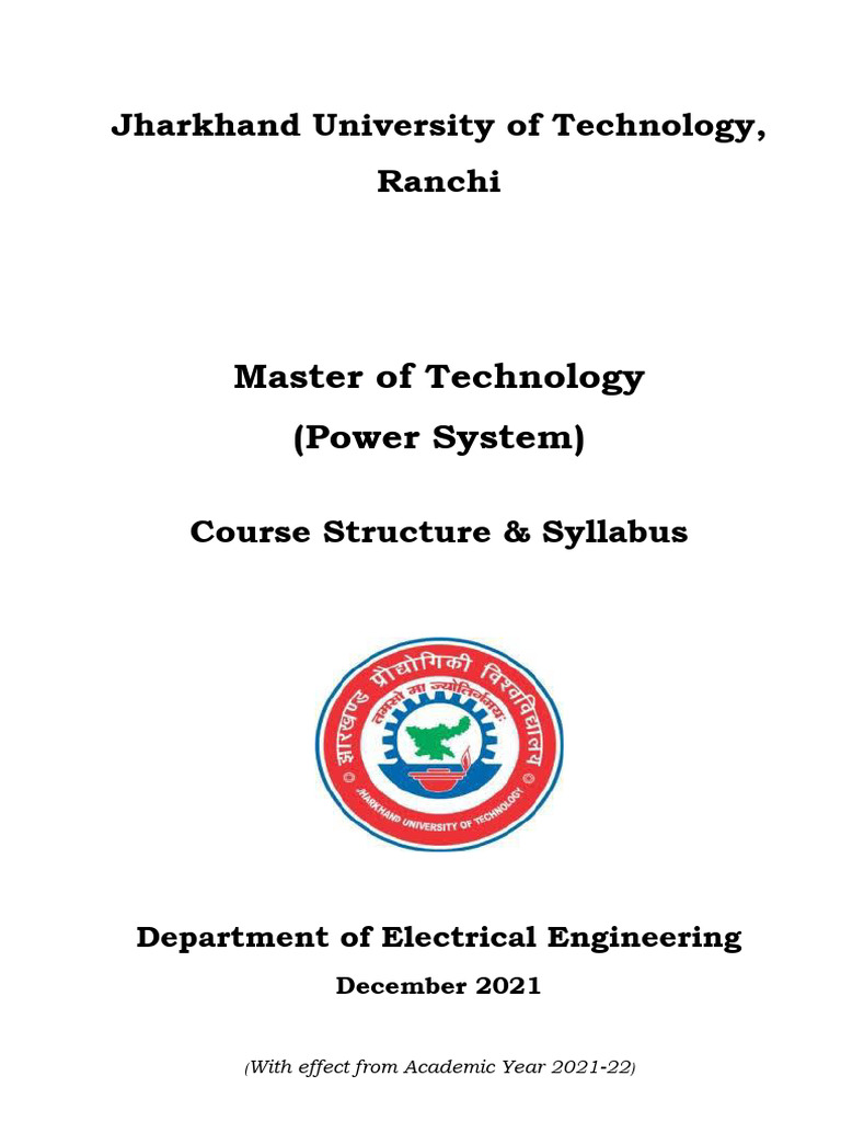 M.Tech-Power-System JTU | PDF | Electric Motor | Power Inverter