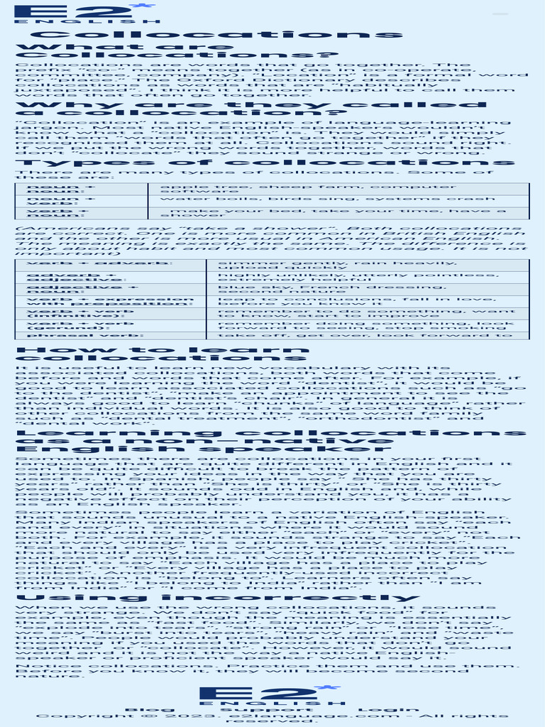 Collocations - E2 English | PDF | English Language | Verb