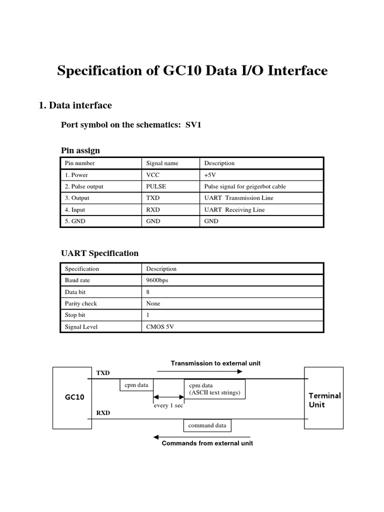GC10_UART_SPEC | PDF | Parameter (Computer Programming) | Digital Technology