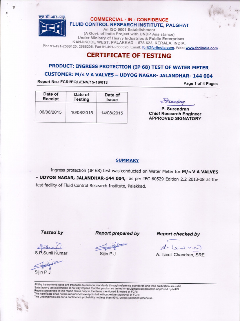 IP-68 Certificate Federal | PDF