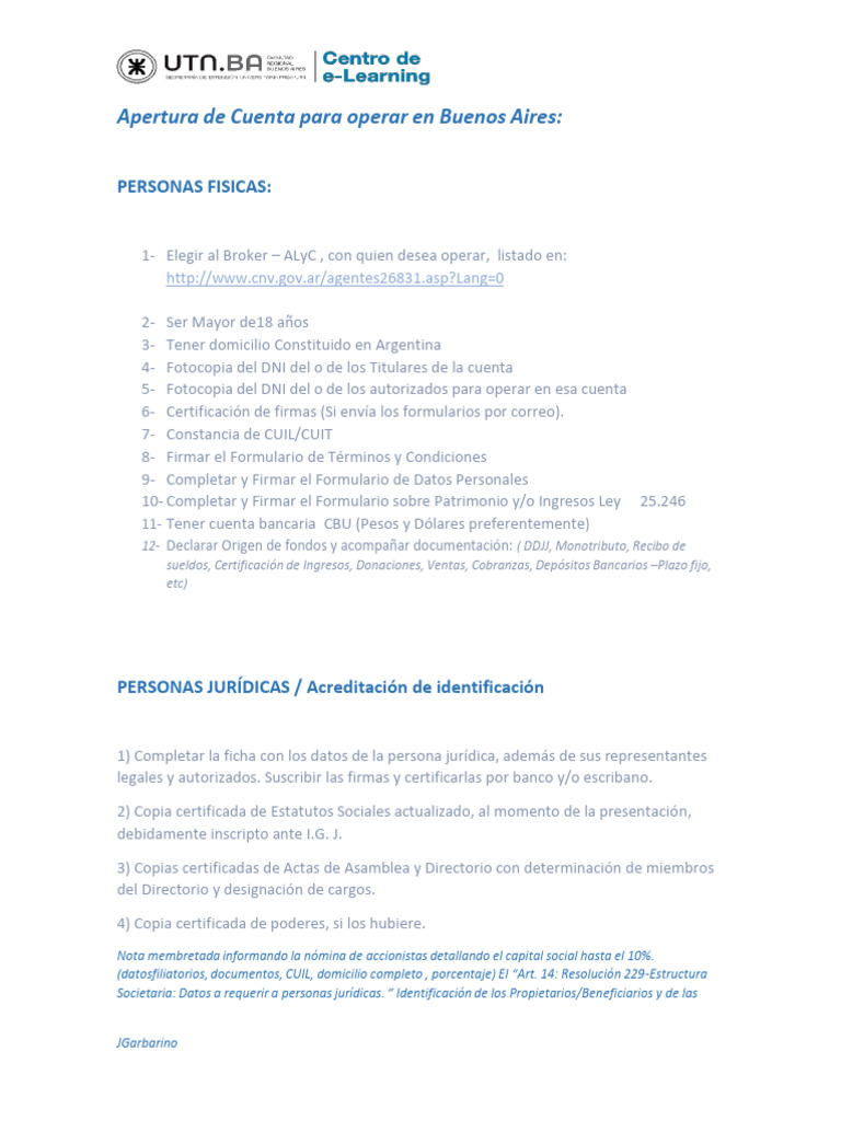 Requisitos Apertura de Cuenta en Buenos Aires | PDF | Documento de identidad