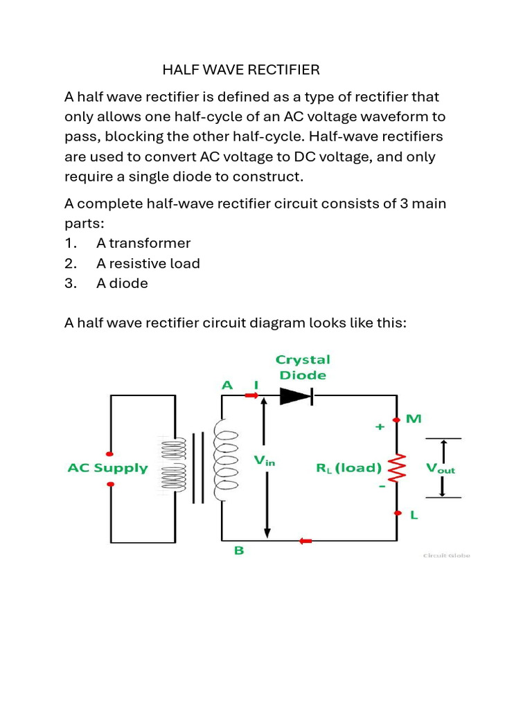 Half Wave Rectifier | PDF