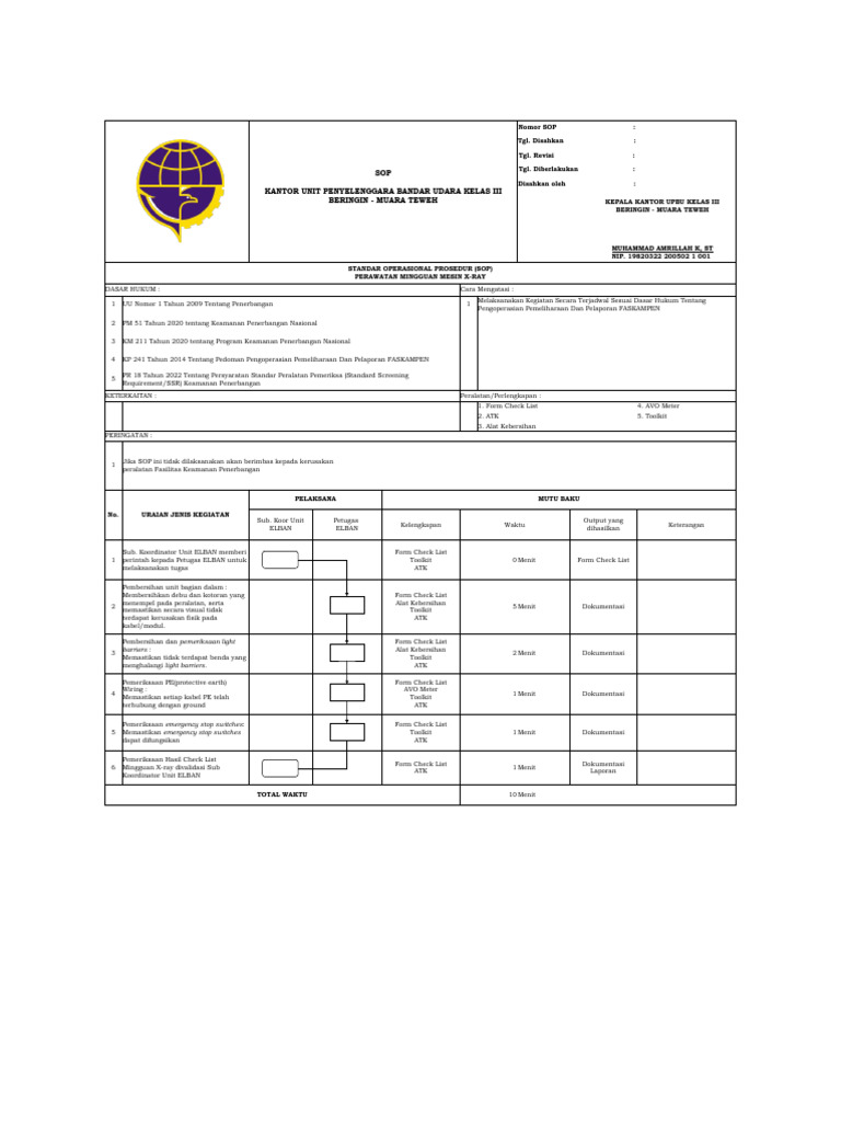 SOP Perawatan Mesin X-Ray Bandara | PDF